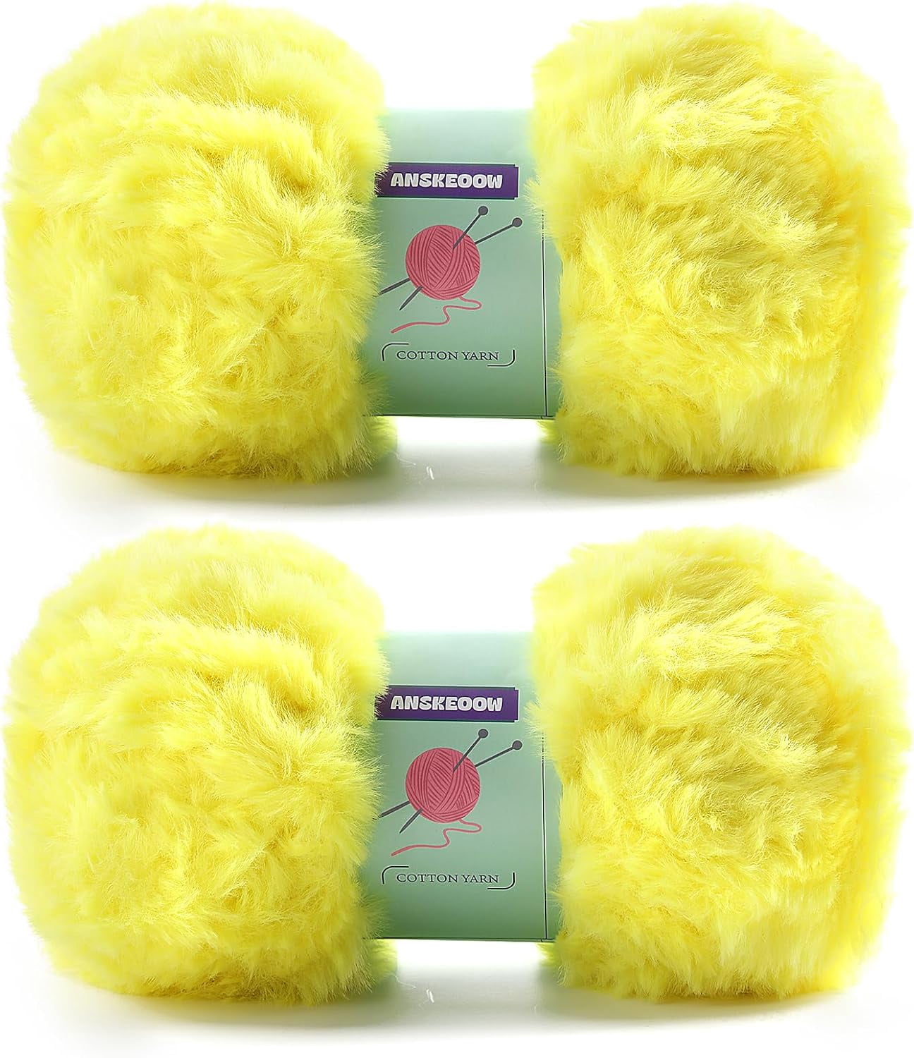 Minzimin 2 Skeins Faux Fur Yarn Soft Fluffy for Crocheting - Chunky ...