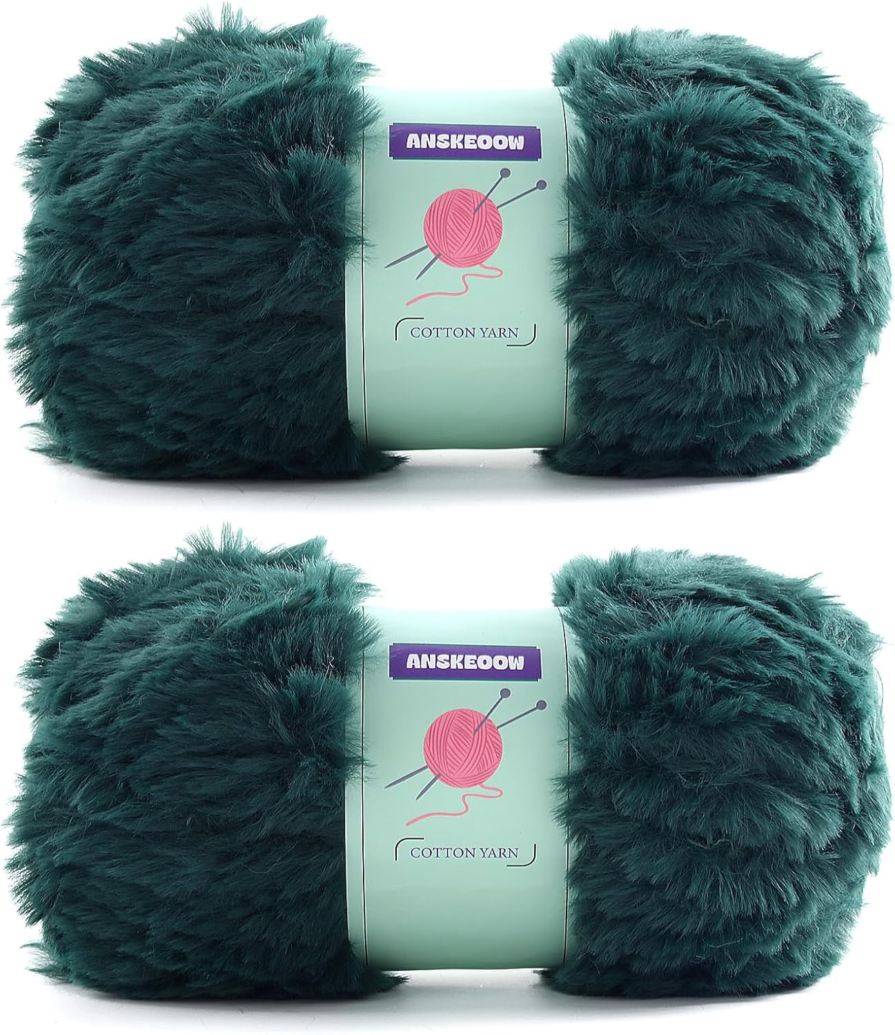 Minzimin 2 Skeins Faux Fur Yarn Soft Fluffy for Crocheting - Chunky ...