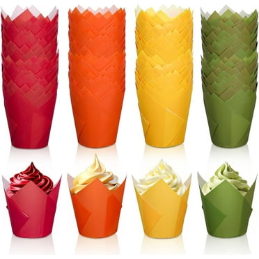 Mombake Standard Foil Red Cupcake Liners Muffin Baking Cups for Party ...