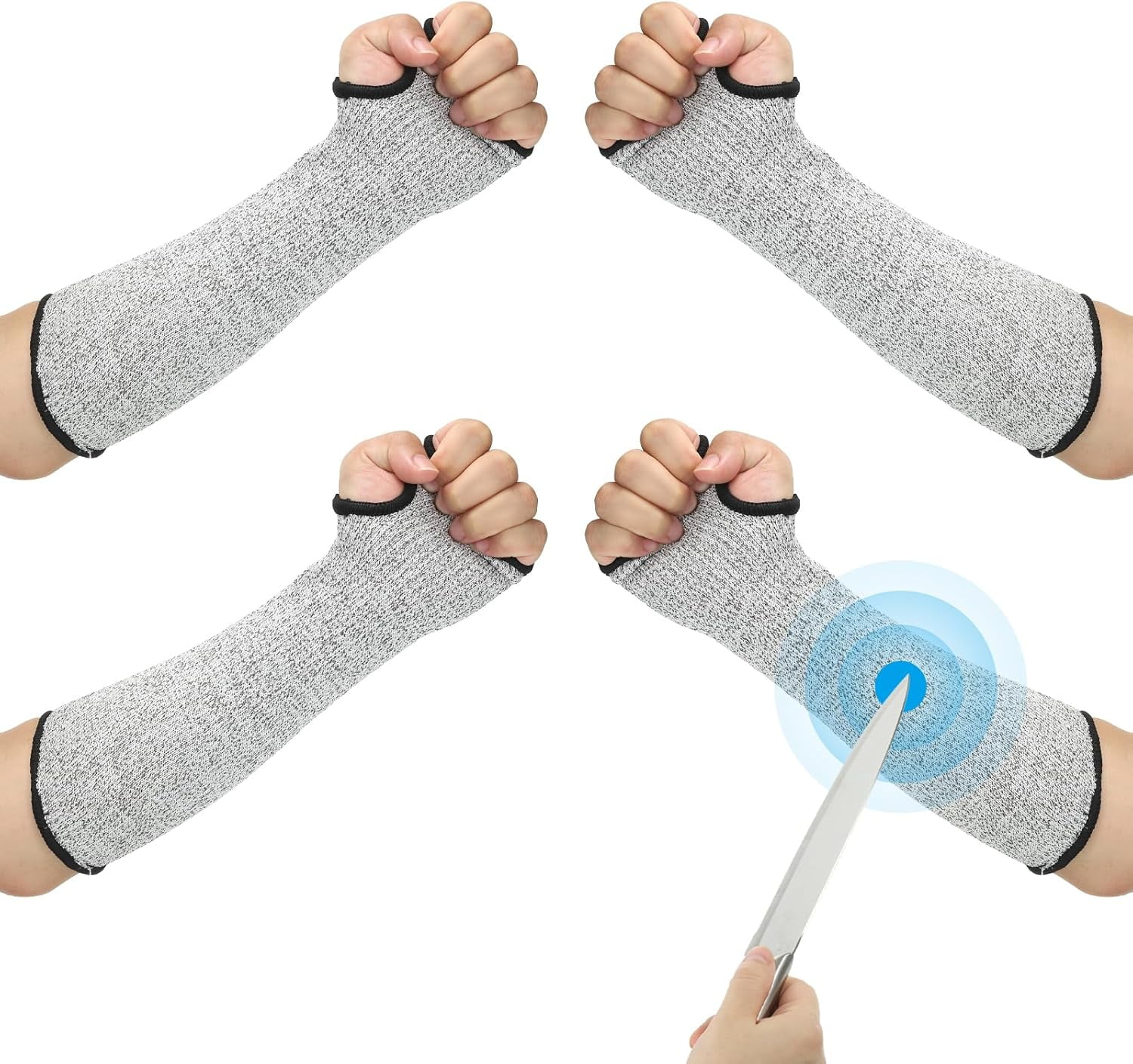 Minzimin 2Pairs Cut Resistant Sleeve Arm Safety Protectors Sleeves with ...
