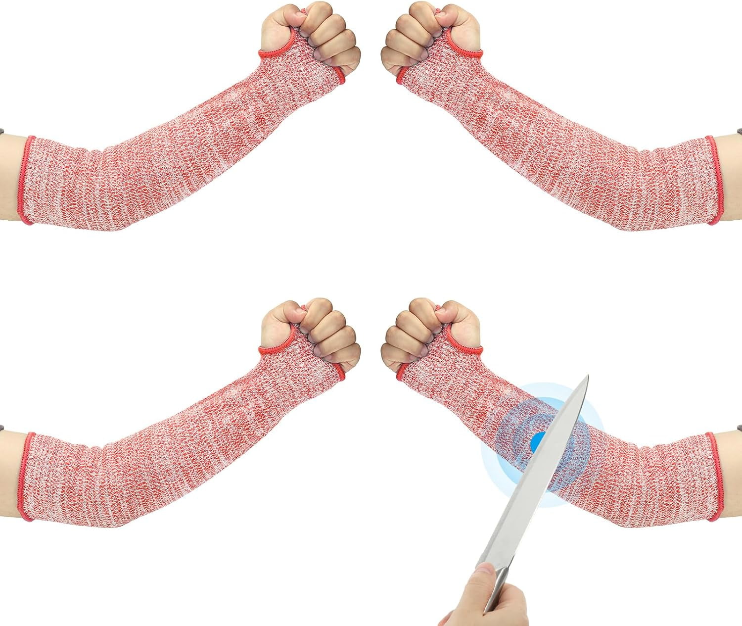 Minzimin 2Pairs Cut Resistant Sleeve Arm Safety Protectors Sleeves with ...