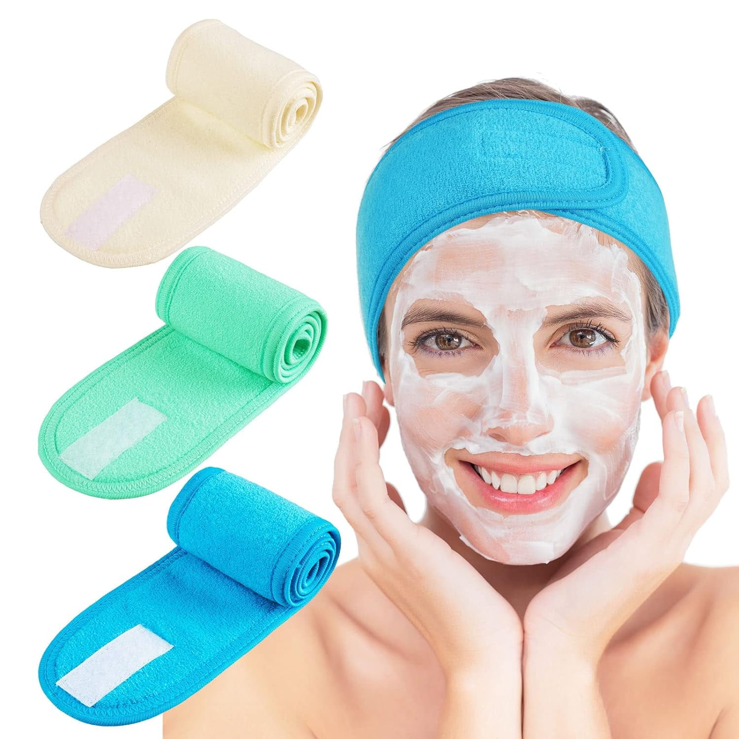 Minzimin 3 Pieces Spa Facial Headband Make Up Wrap Head Terry Cloth ...