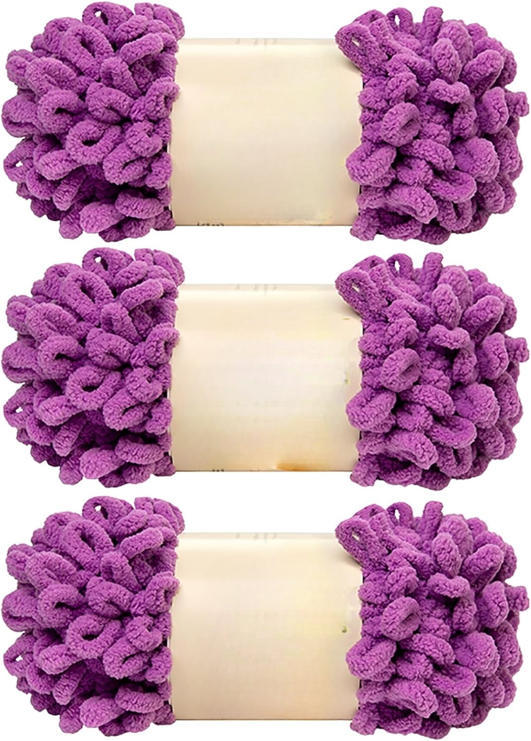 Minzimin 3pcs/300g Loop Yarn 100% Polyester Chenille Puffy Yarn, Craft ...