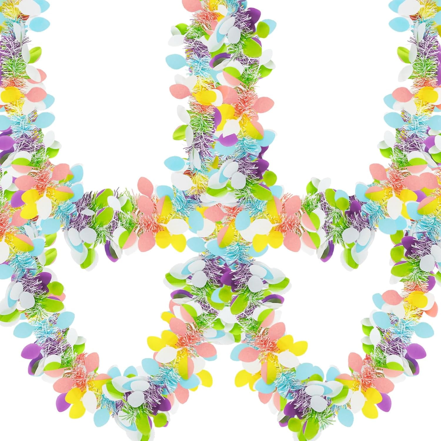 Minzimin 4/8/12 Pieces Easter Tinsel Garlands Colorful Eggs Bunny ...