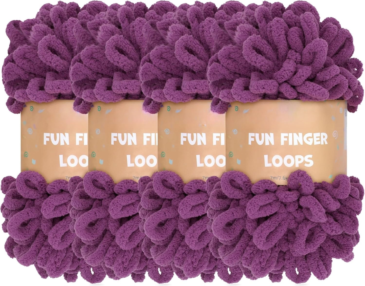 Minzimin 4 Pack (7.6 yds,3.5 oz Each Skein) Bulky Loop Yarn for Finger ...