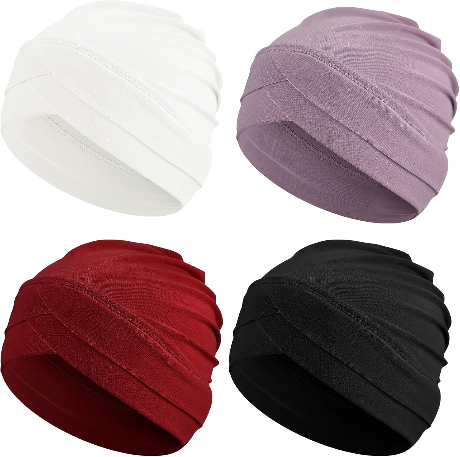 Minzimin 4 Pcs Turbans for Women Chemo Headwear Cancer Hats Stretchy ...