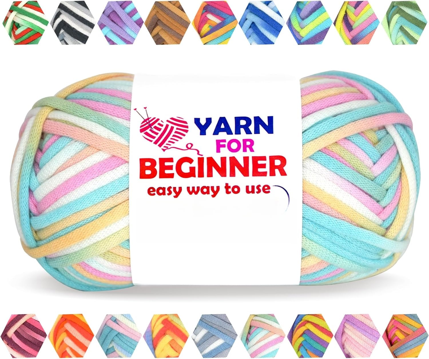 Minzimin 50g Rainbow Beginner Crochet Yarn for Crocheting and Knitting Multicolor Cotton Crochet ...