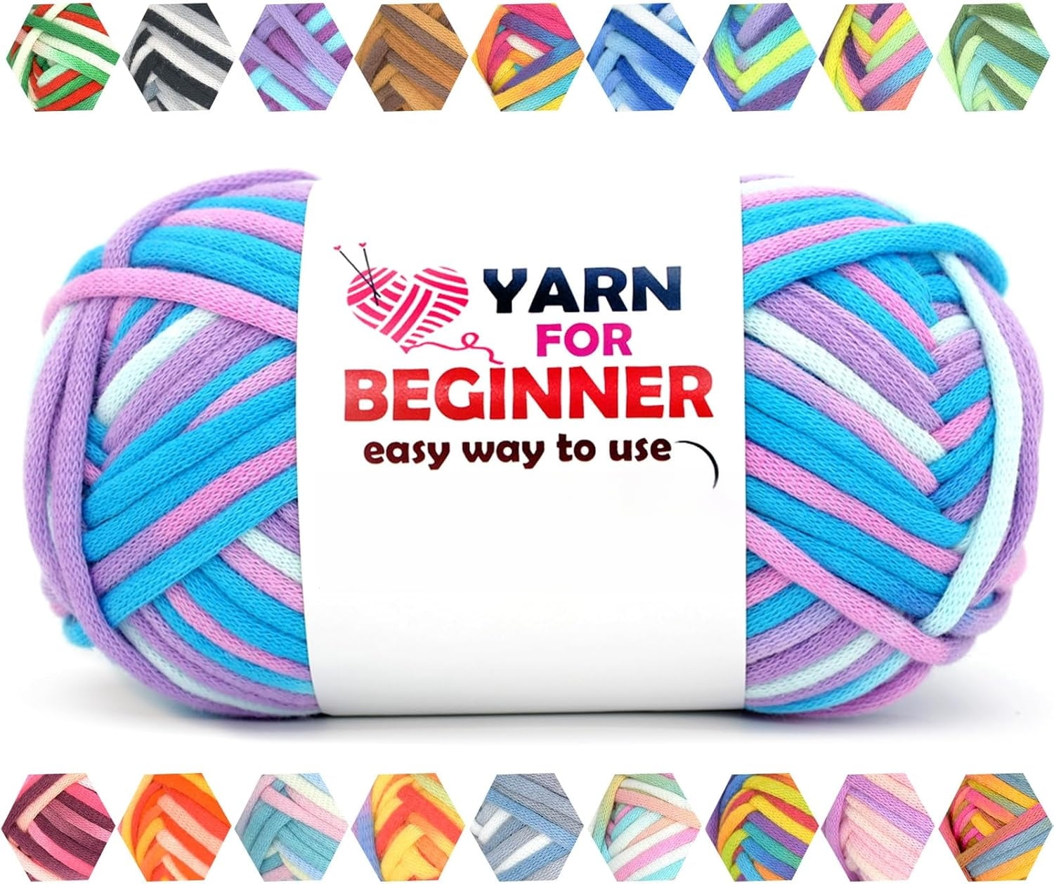 Minzimin 50g Rainbow Beginner Crochet Yarn for Crocheting and Knitting Multicolor Cotton Crochet ...