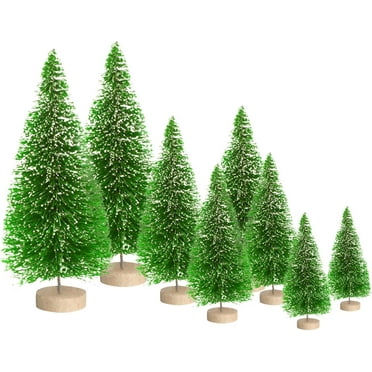 30Pcs Mini Christmas Trees – Bottle Brush Artificial Trees with Wooden ...