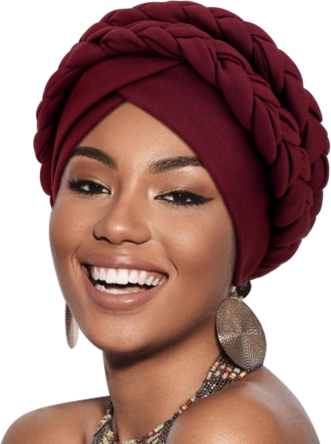 Minzimin African Women Turban Caps Cotton Beanie Twist Headscarf Pre ...