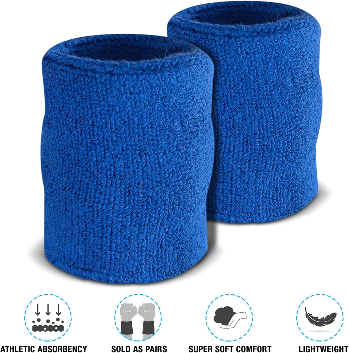 Minzimin Arm Sweatbands, Absorbent and Breathable Thick Cotton Bands ...