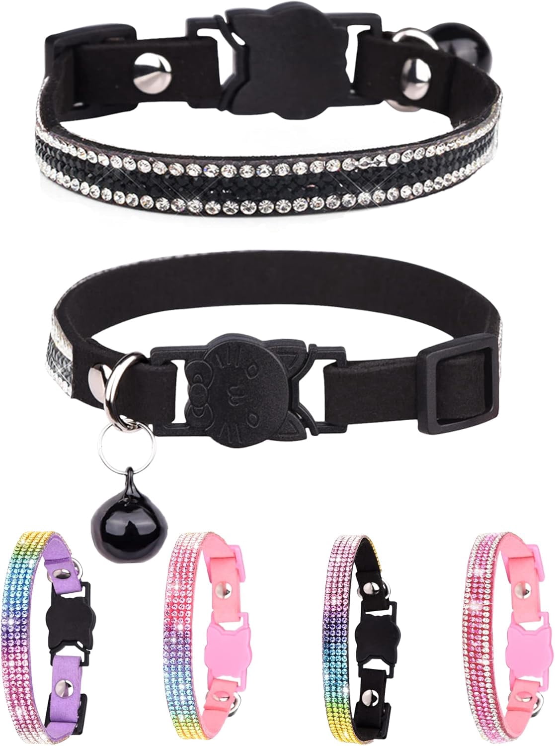 Minzimin Cat Collars for Girl Cats, Bling Kitten Collar with Bell, Cute ...