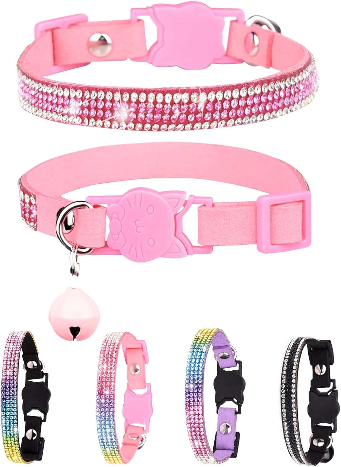 Minzimin Cat Collars for Girl Cats, Bling Kitten Collar with Bell, Cute ...