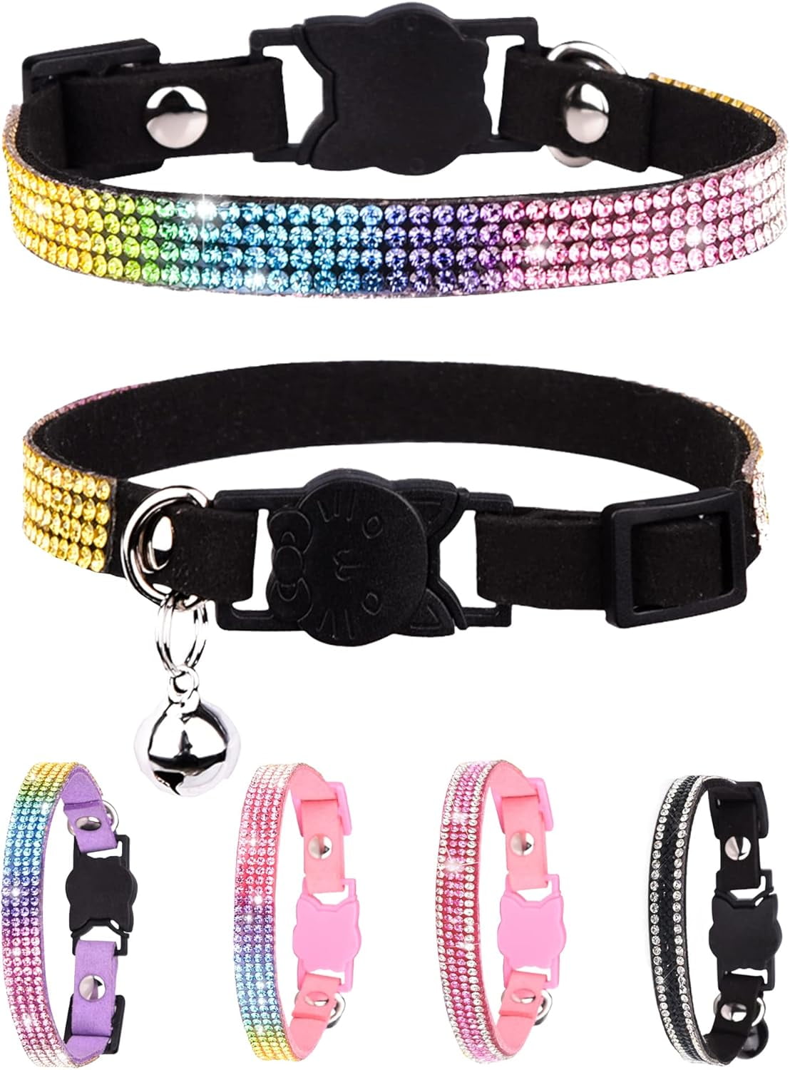 Minzimin Cat Collars for Girl Cats, Bling Kitten Collar with Bell, Cute ...