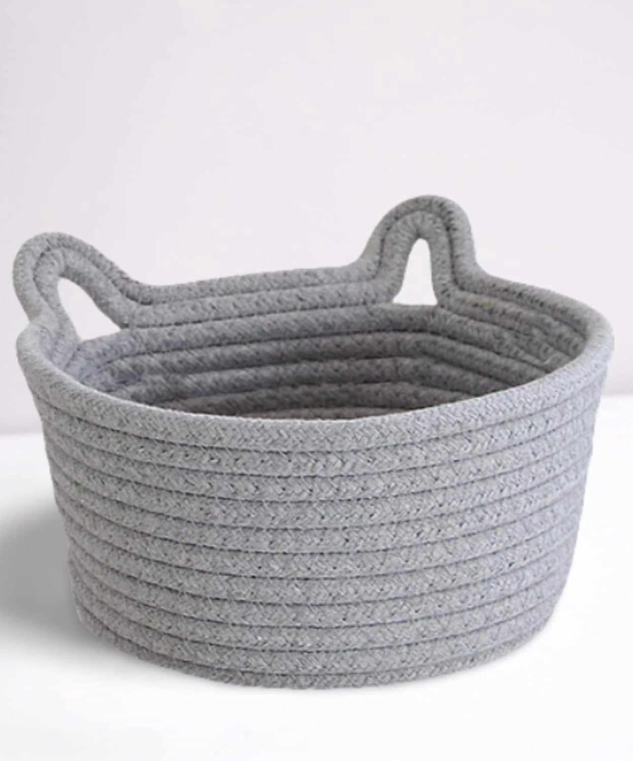 Minzimin Cotton Rope Basket with Cat Ears, Little Storage Baskets Sock ...