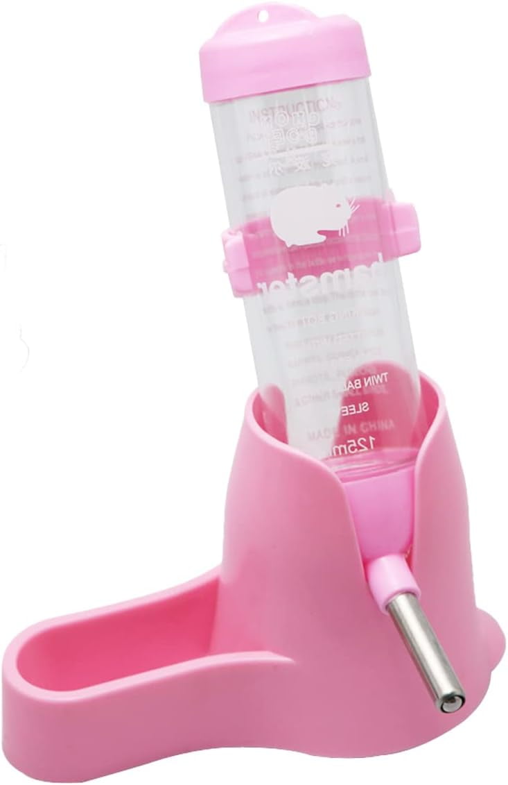Minzimin Hamster Water Bottle with Food Container Base Hut No Drip ...