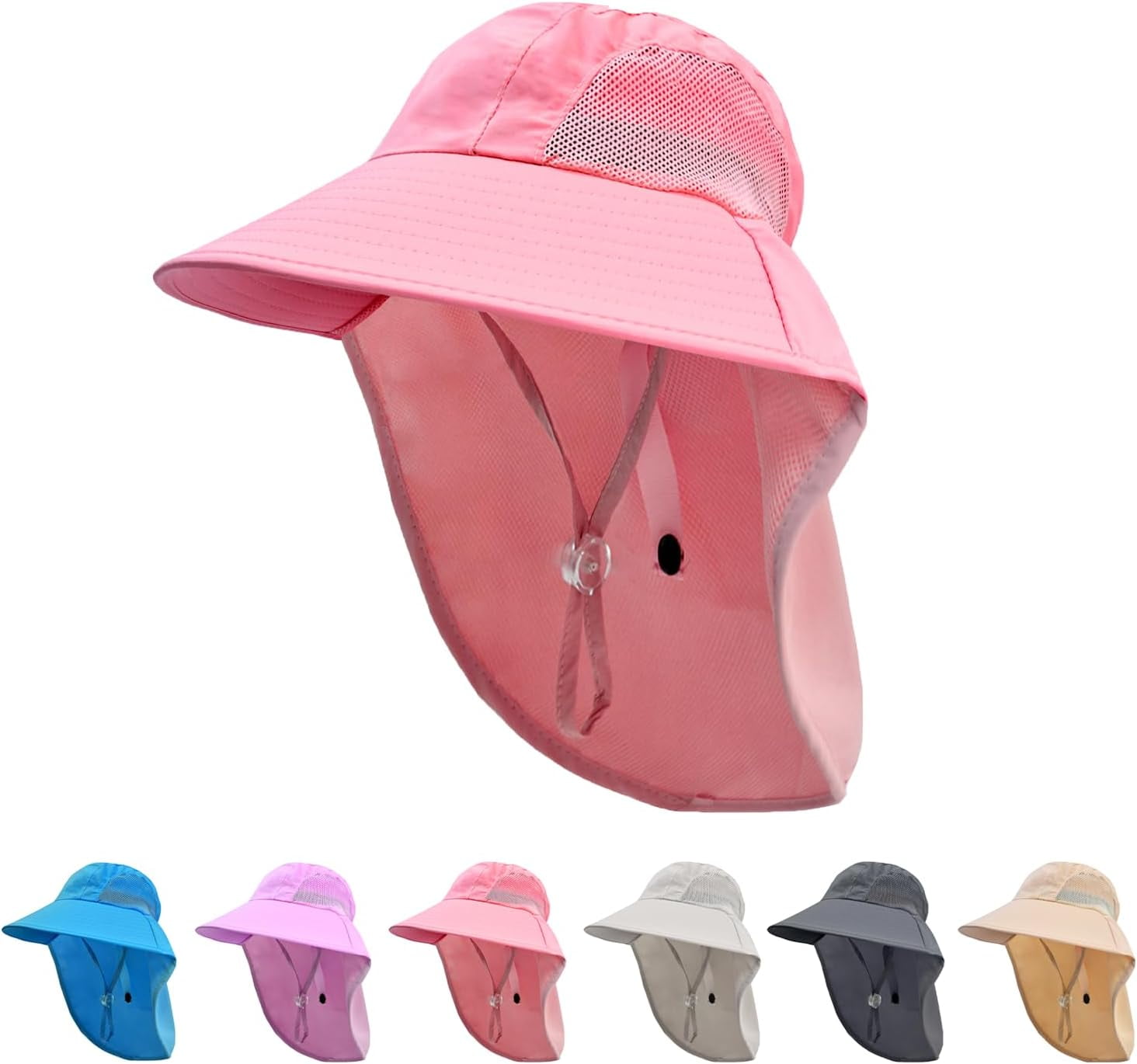 Minzimin Kids Sun Hat with Neck Flap UV Protection Summer Toddler Beach ...