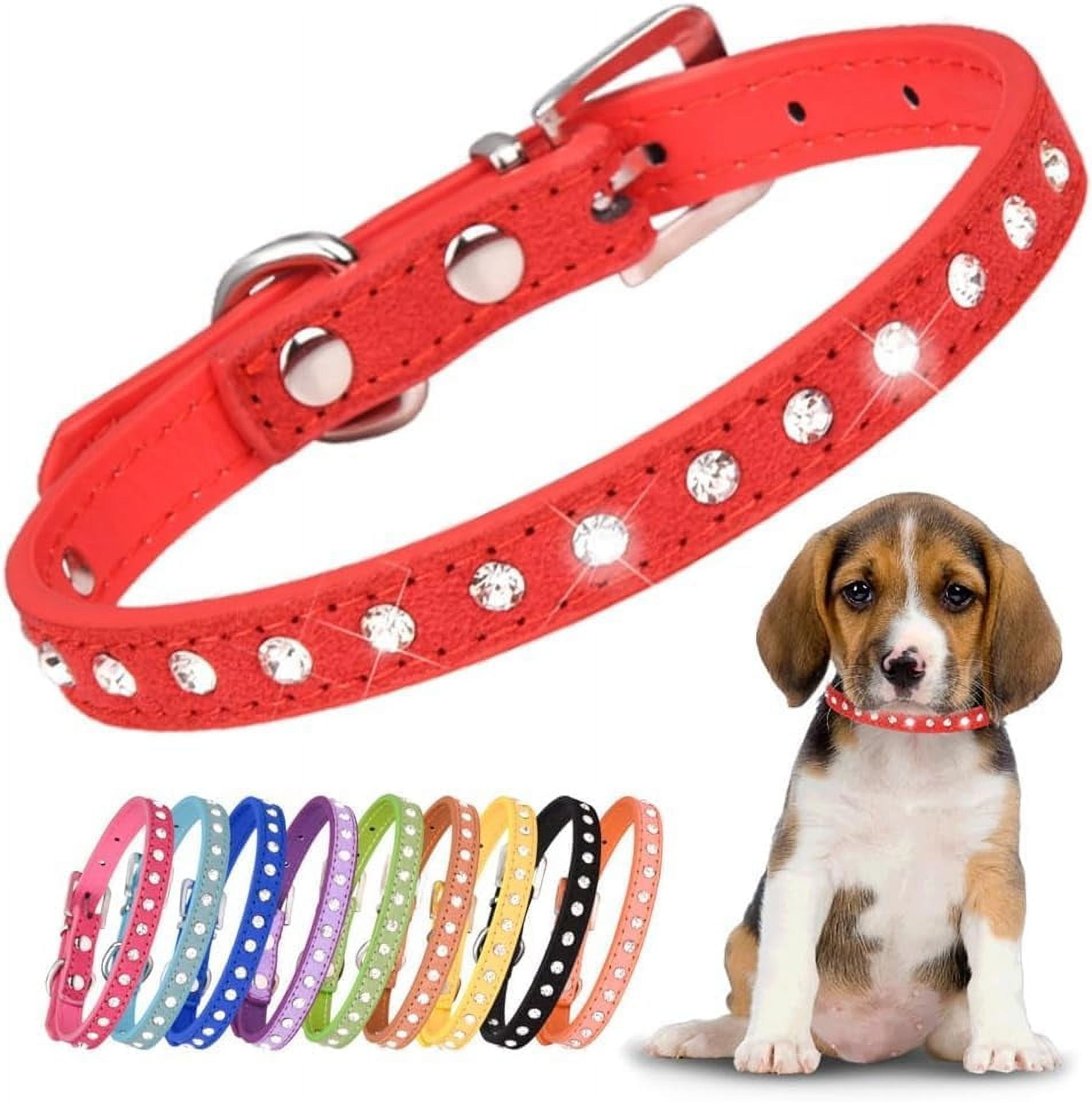 Minzimin Pink Rhinestone Dog Collars for Small Dogs, Pretty Bling ...
