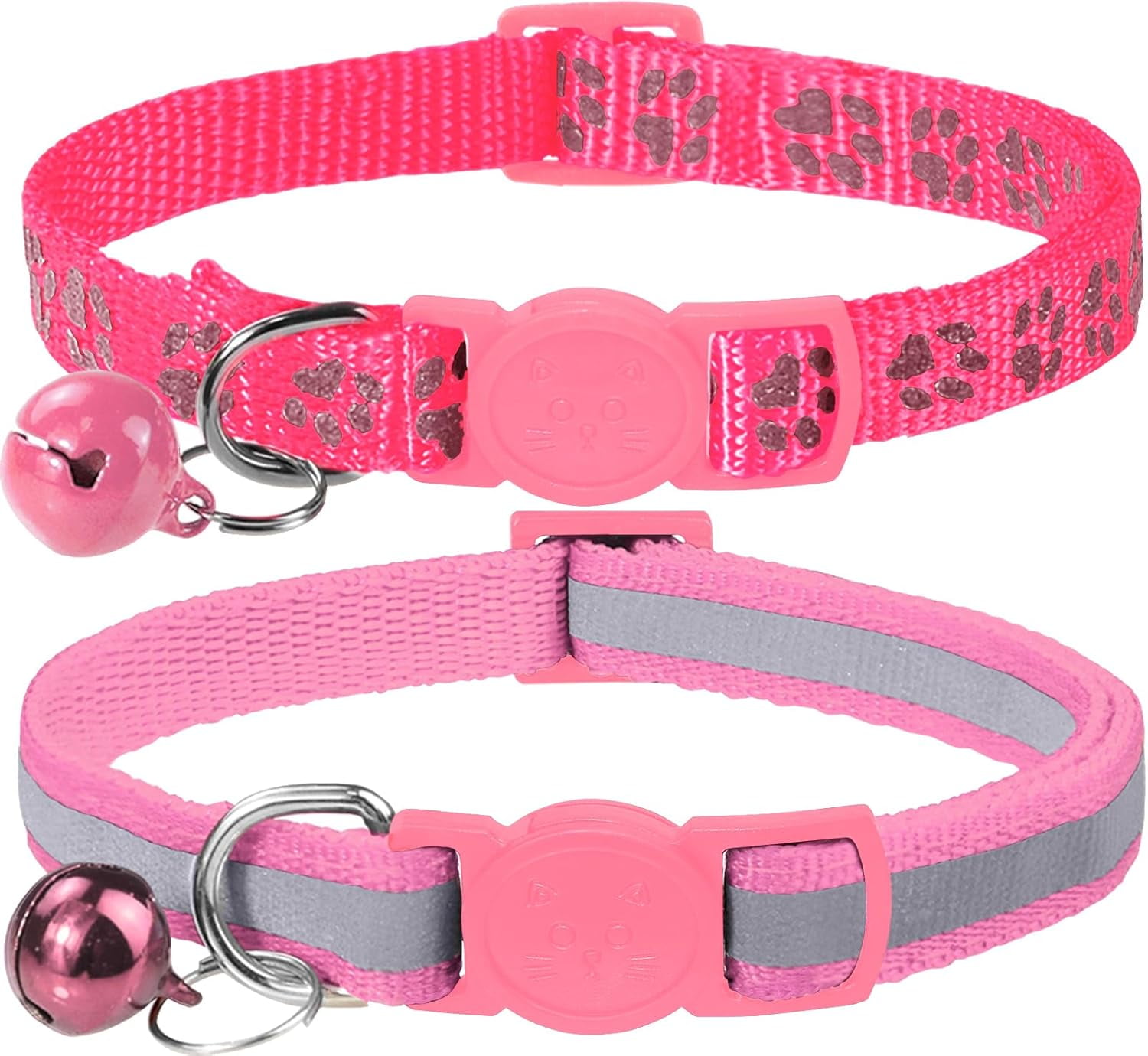 Minzimin Reflective Cat Collar Breakaway with Bells, 2 Pack Girl Boy ...