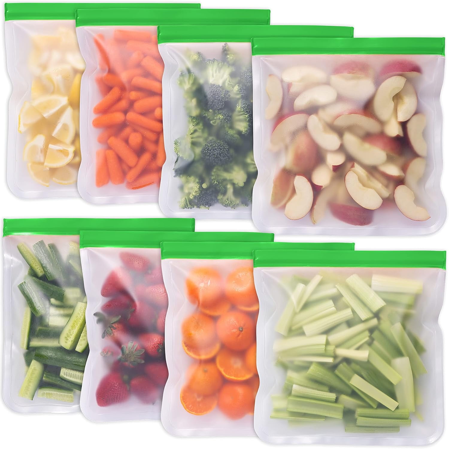 Minzimin Reusable Food Storage Bags - 8/12 Pack BPA-Free, Extra Thick ...