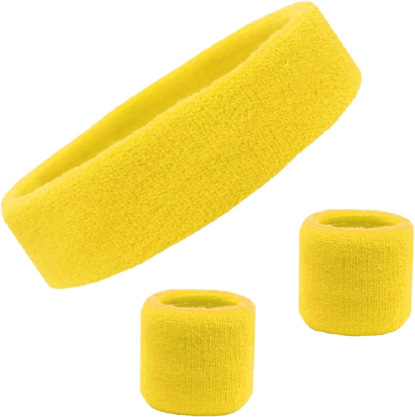 Minzimin Sweatband Set Cotton Sports Headband Terry Cloth Wristband ...