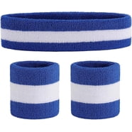 18 Pcs Sweatbands Headband Wristband Set Colorful Striped Terry Cloth ...
