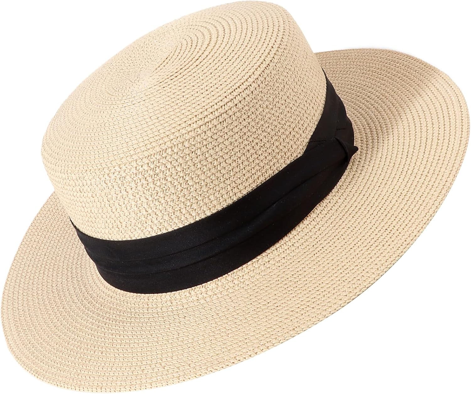 Minzimin Women Straw Panama Hat Travel Fedora Beach Sun Hat Summer Wide ...