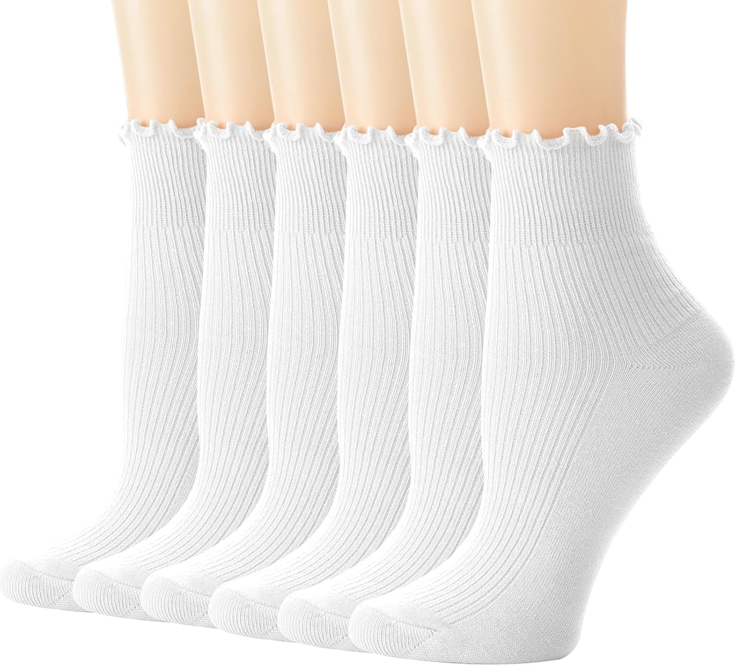 Minzimin Womens Ruffle Socks Cute Frilly Ankle Socks Breathable Cotton ...