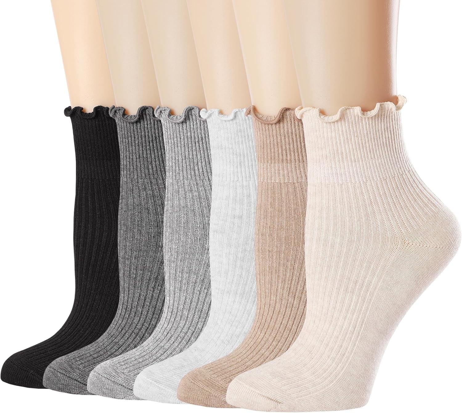 Minzimin Womens Socks, Ruffle Turn-Cuff Casual Ankle Breathable Cool ...