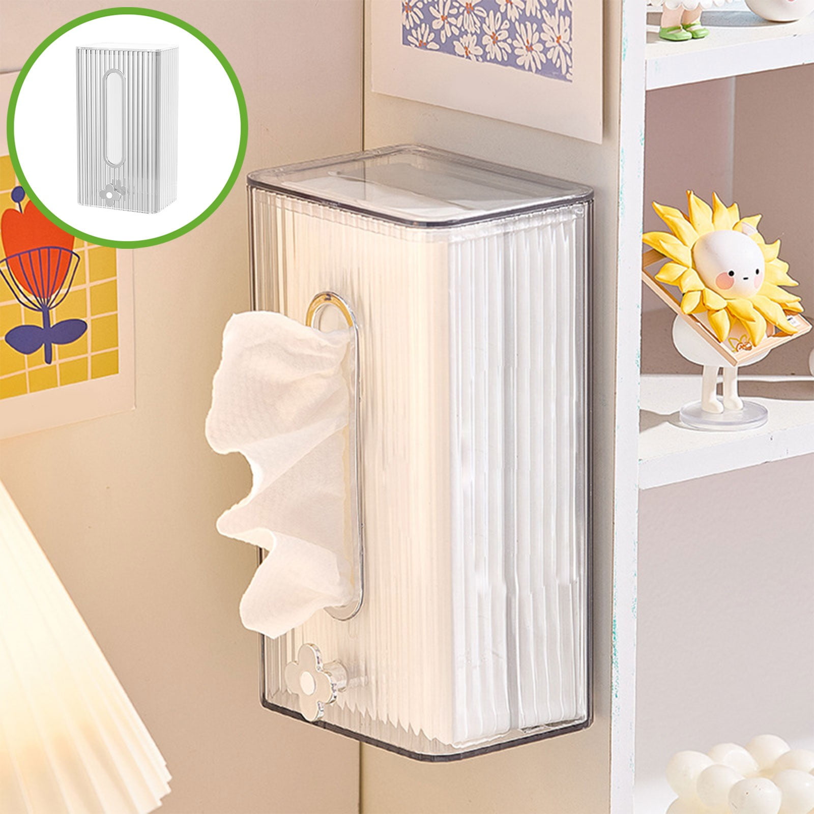 Miogawg Tissue Box Holder Wall Mounted, Damage-Free Adhesive, Plastic ...