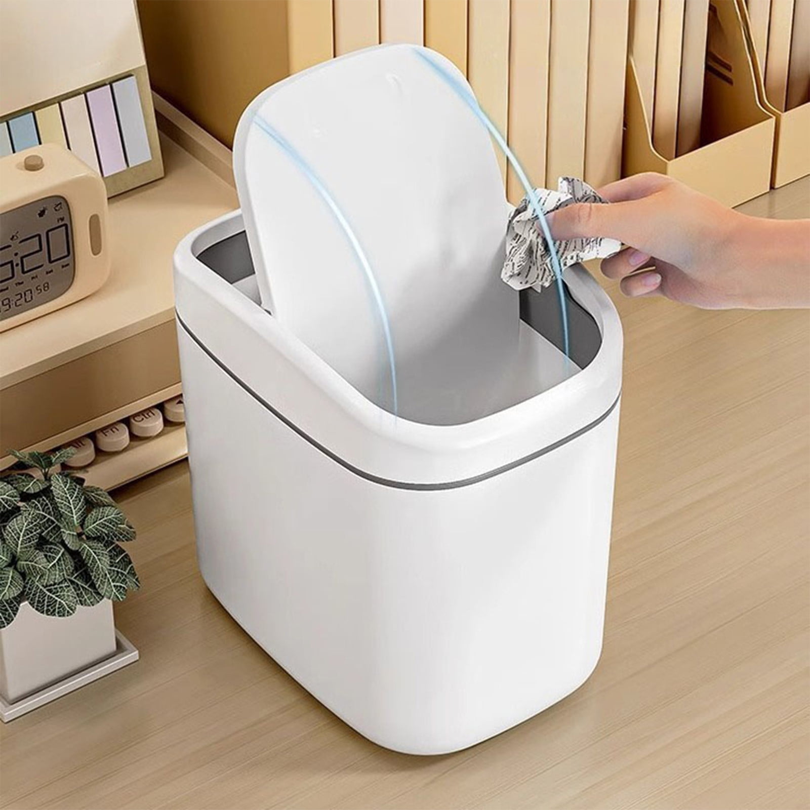 Miogawg Trash Can With Swing Lid, Plastic Mini Wastebasket, Countertop ...