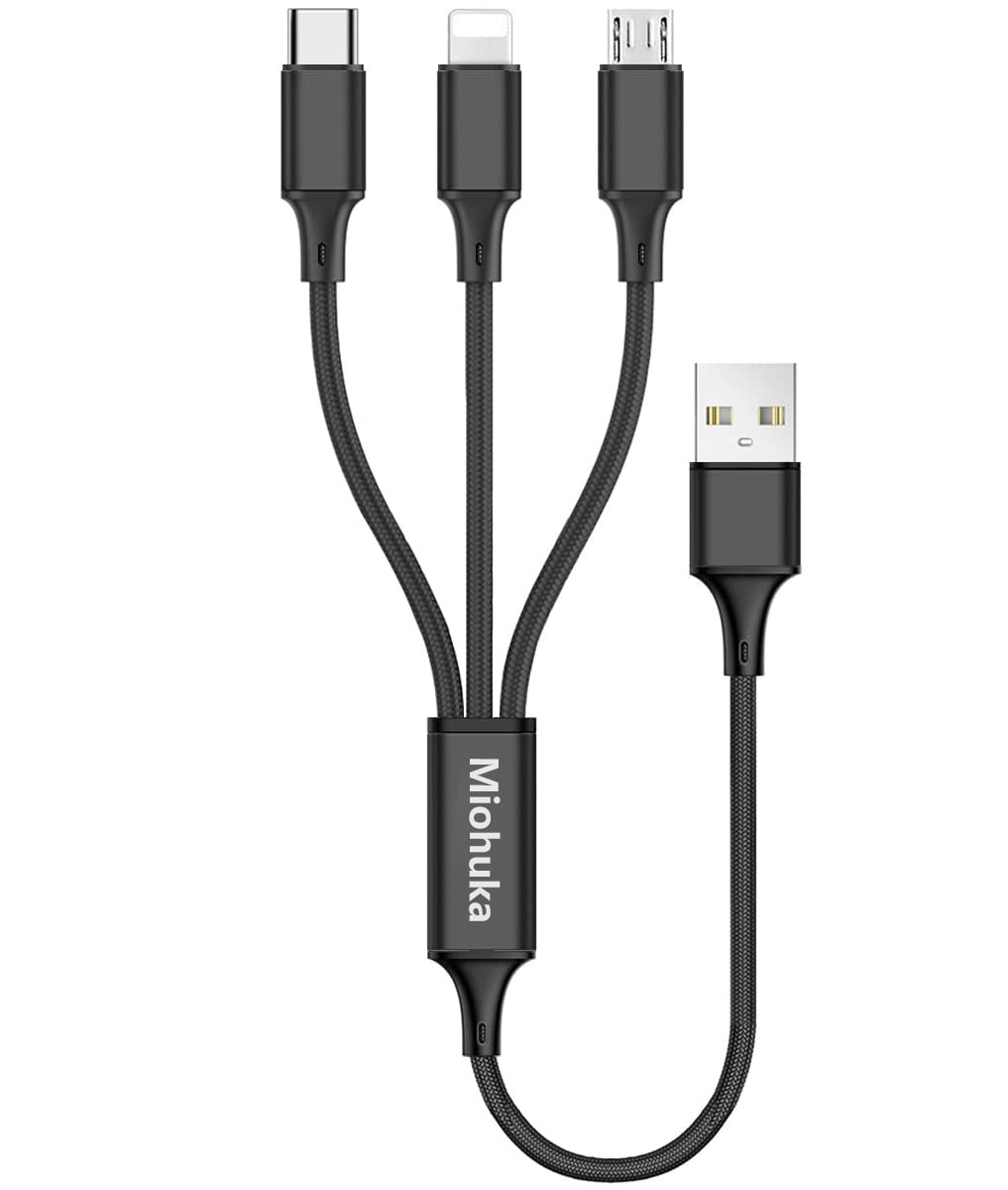 Miohuka USB Cable for Cellphones, 1 Feet Nylon Braided Universal 3 in 1 ...