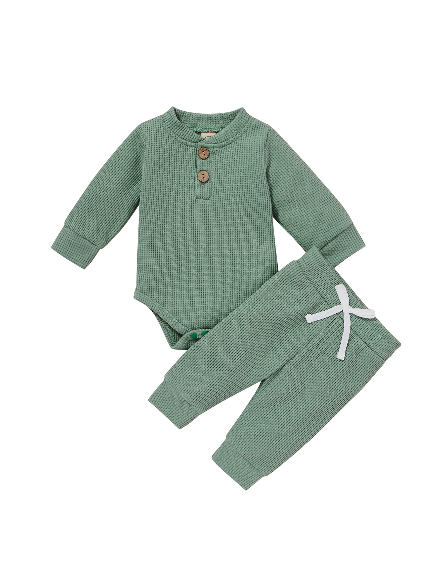 Mioliknya Newborn Baby Boy Girl Long Sleeve Clothes Set Unisex Baby Knitted Outfits Infant Solid ...