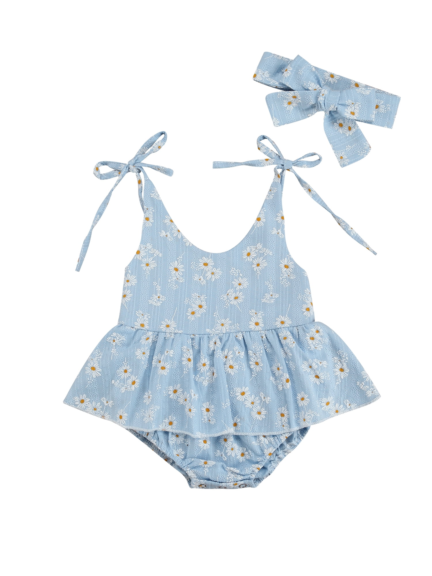 Mioliknya Summer Outfits Girls Bandage Rompers Daisy Print Sling Baby ...