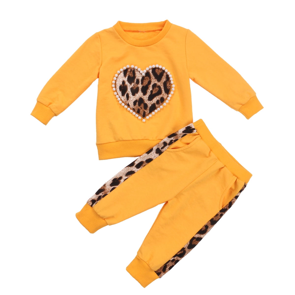 Mioliknya Toddler Girls Thermal Heart Print Blouse + Warm Long Trousers ...