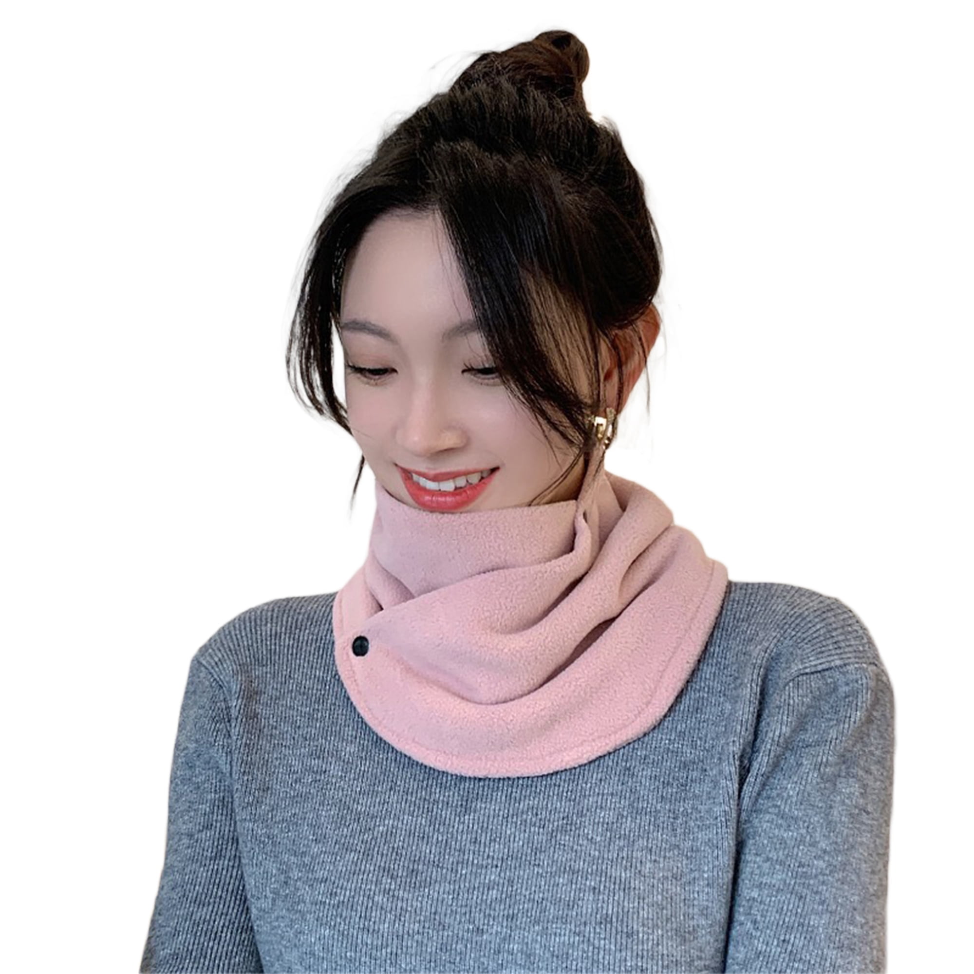 Mioliknya Women Neck Warmer Solid Fleece Neck Cover Snap-on Winter Neck ...