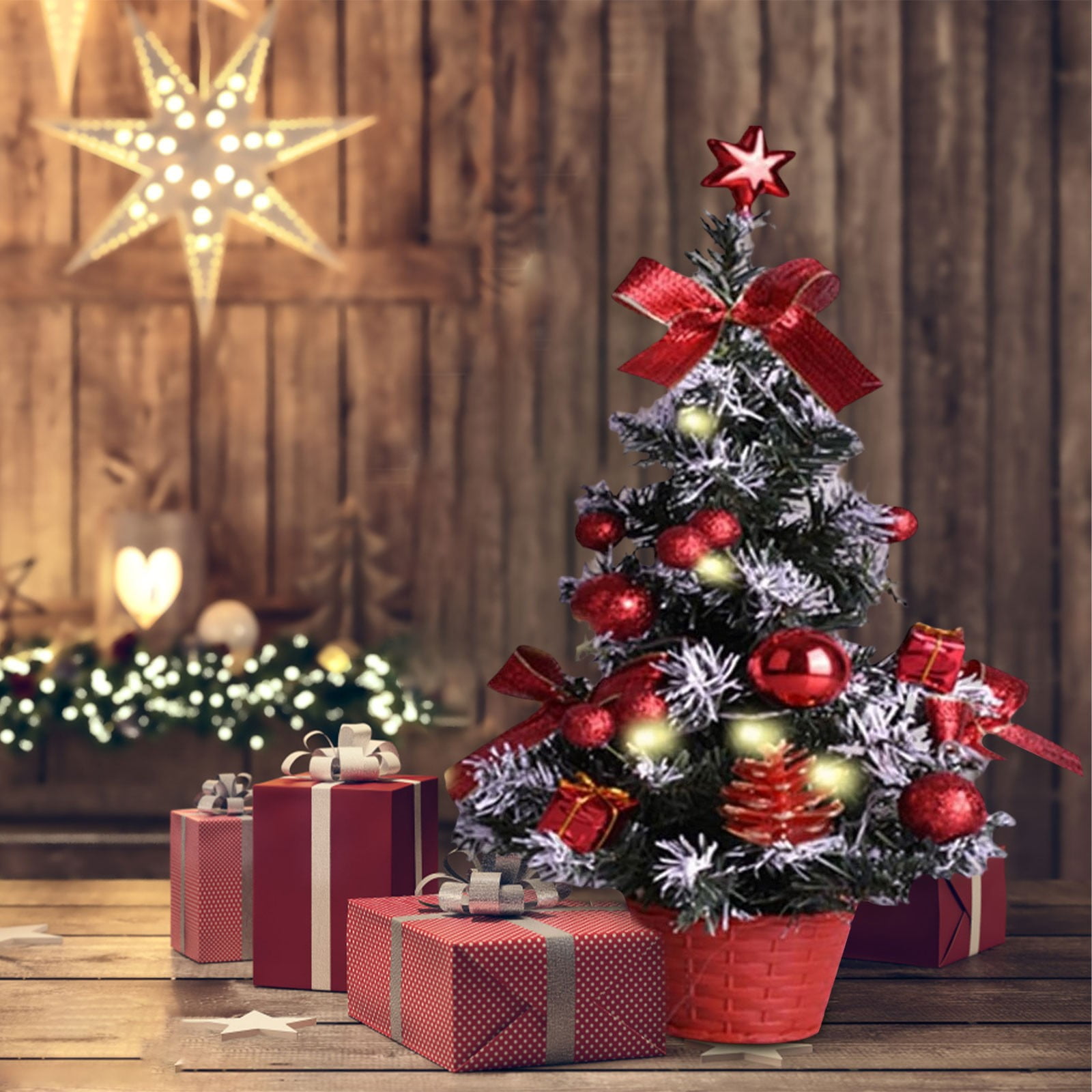 Miommo 40cm LED Tabletop Christmas Tree with Star Topper, Pre-Lit ...