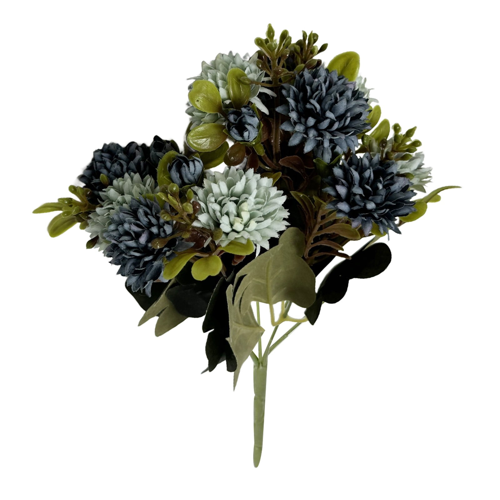 Miommo Artificial Chrysanthemum Bouquet, Blue Faux Spray Ball Mum ...