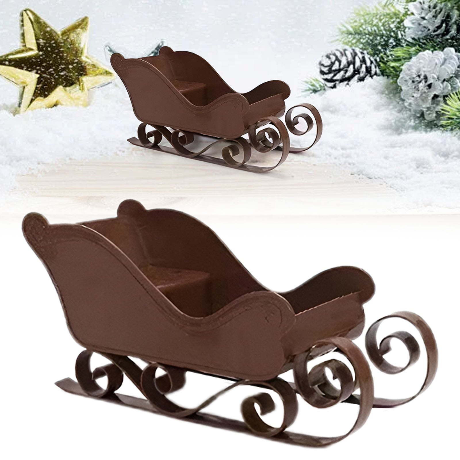 Miommo Christmas Santa Sleigh Decor, Festive Red Sleigh Figurine ...