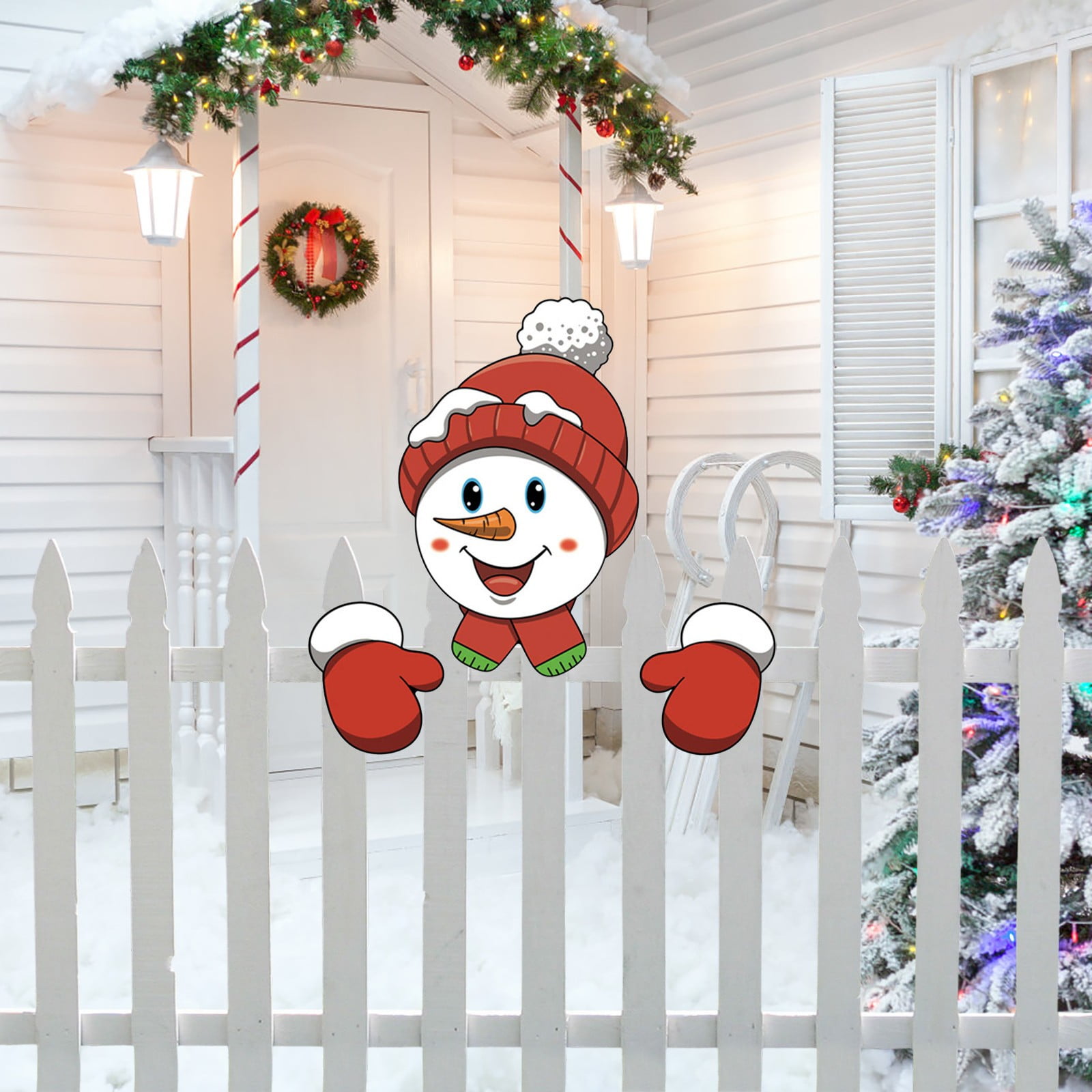 Miommo Christmas Tree Decorations Christmas Fence Peeker Santa Snowman ...