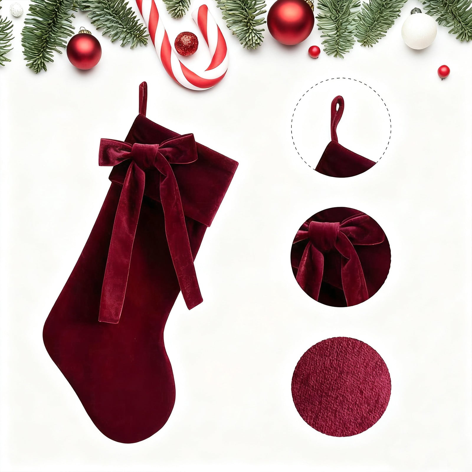 Miommo Classic Red and Green Velvet Christmas Stocking, 20 Inch Large ...