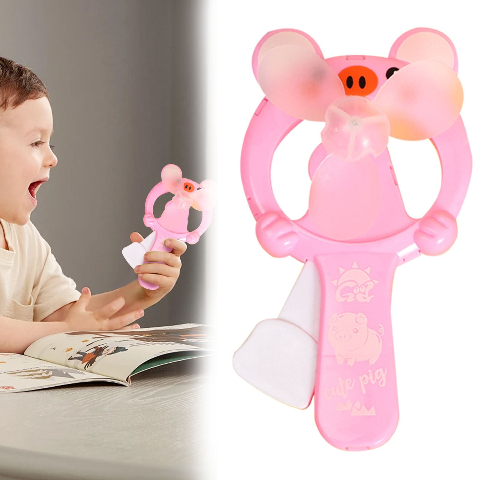 Miommo Cute Animal Handheld Fan, 1 Pack Manual Hand Press Fan, Battery ...