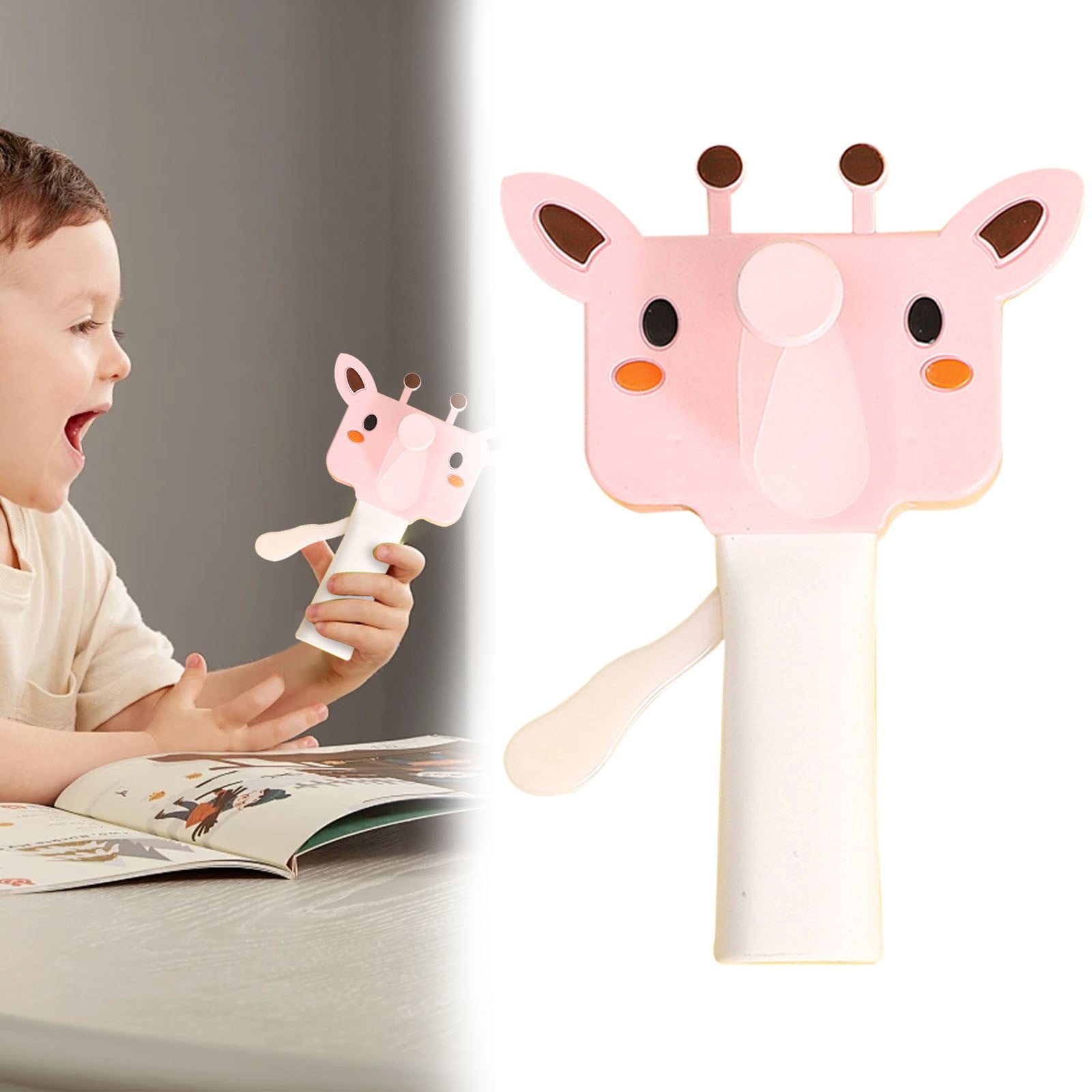 Miommo Cute Animal Handheld Fan, 1 Pack Manual Hand Press Fan, Battery ...