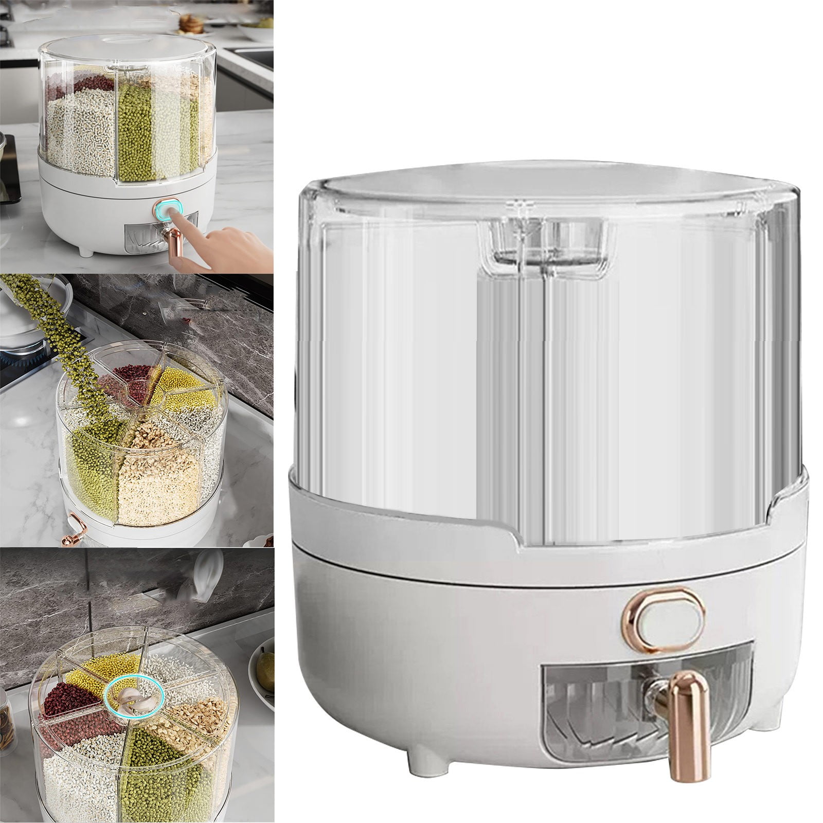 Miommo Grocery Bucket Grain Storage Container Dispenser 360 Food ...