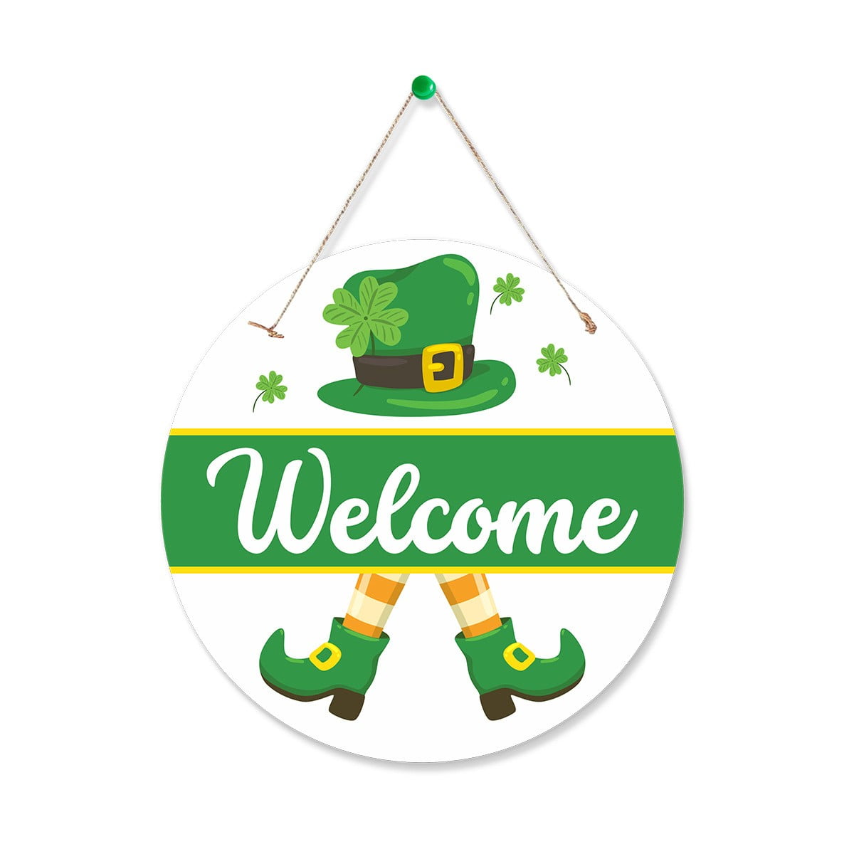 Miommo St. Patrick's Day Welcome Sign Front Door Decor, Leprechaun and ...