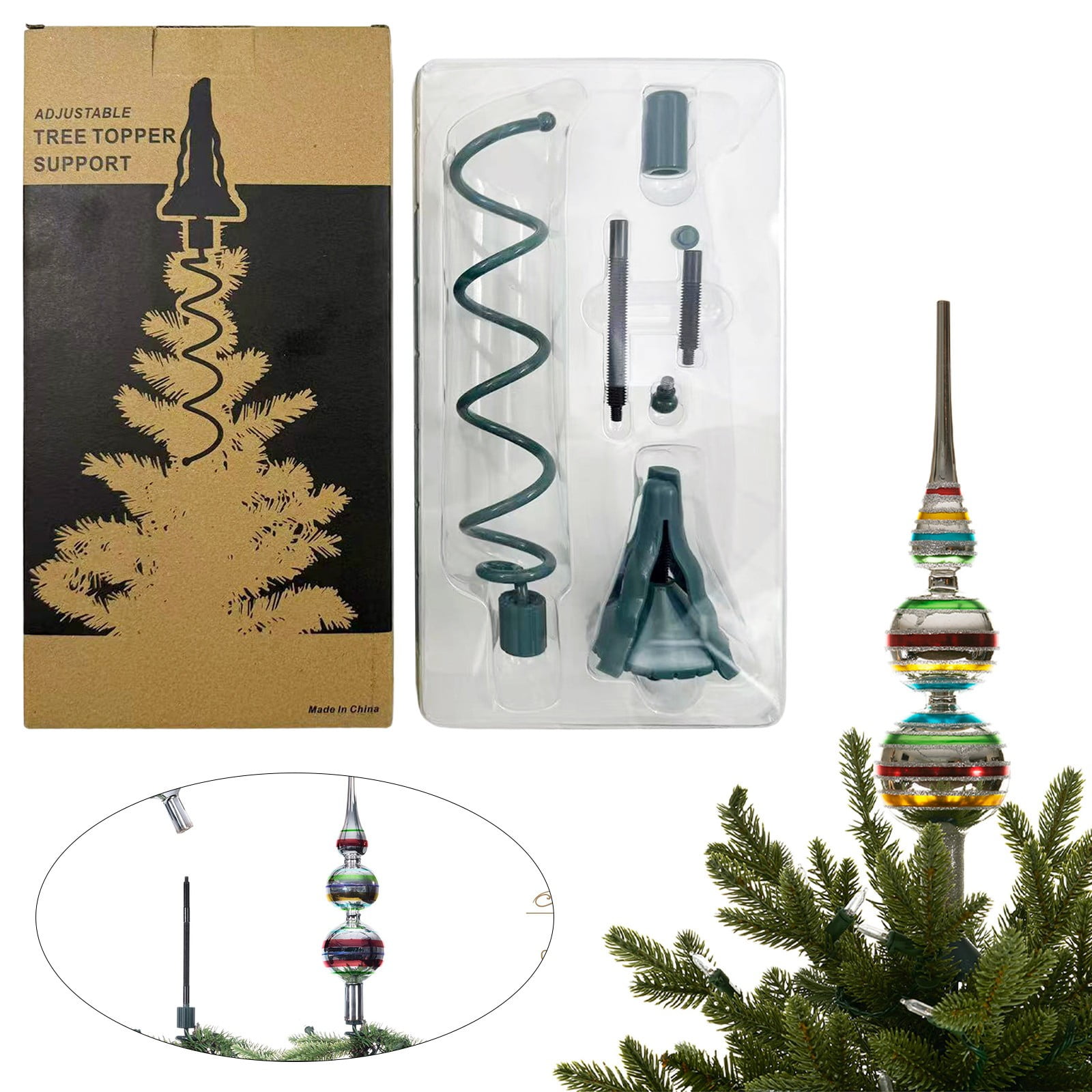 Miommo Universal Tree Topper Holder Stabilizer, Adjustable Green Metal ...