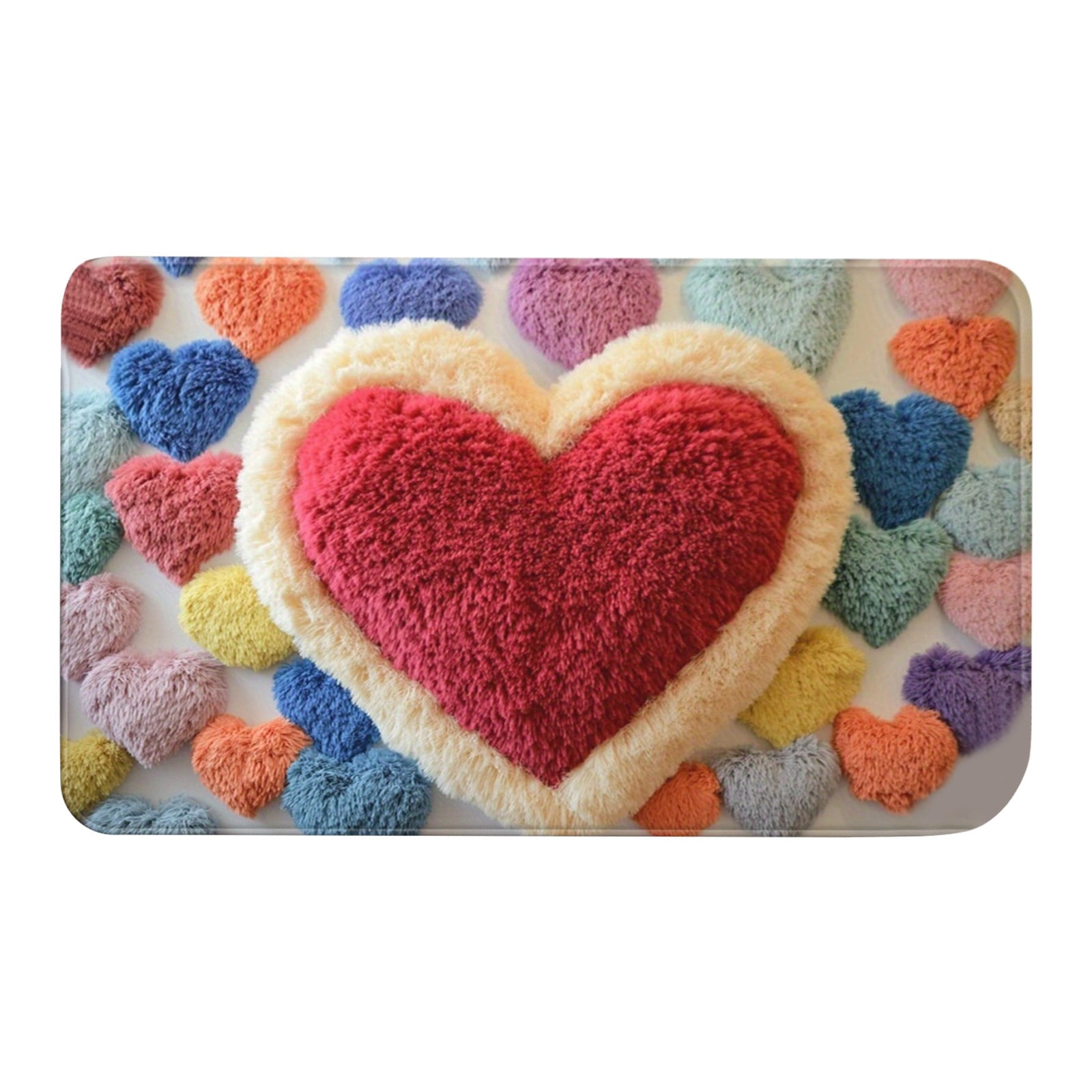 Miommo Valentine Love Here Kitchen Mat Red Heart Non-Slip Floor Rug ...