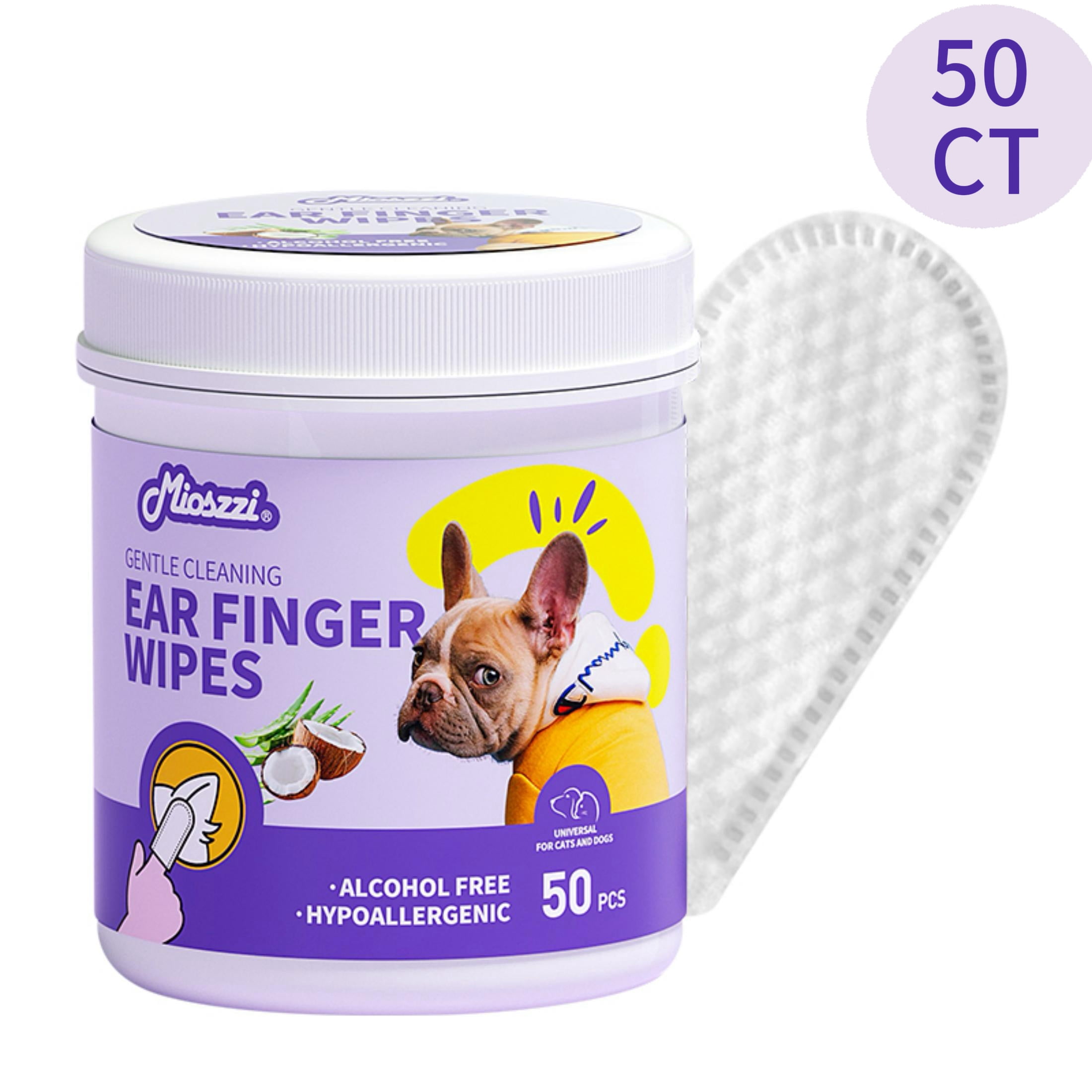 Mioszzi Natural Pet Grooming Wipes, Cats and Dogs, 50 Count, Coconut ...