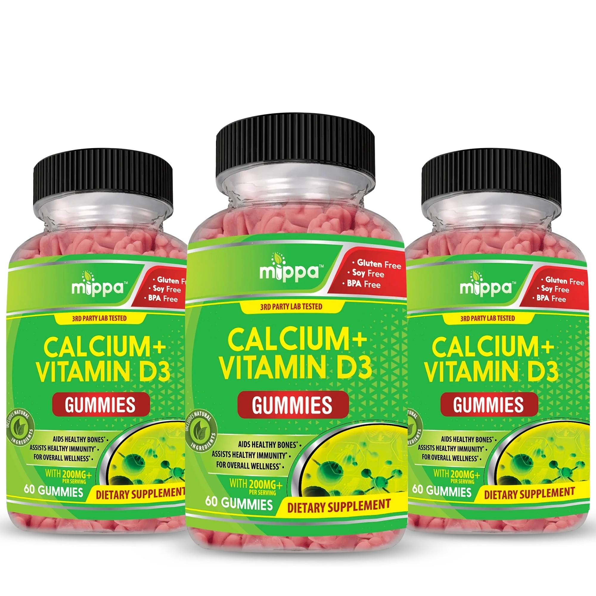 Mippa Supplements Calcium Plus Vitamin D3 Gummies - Supports Immunity ...