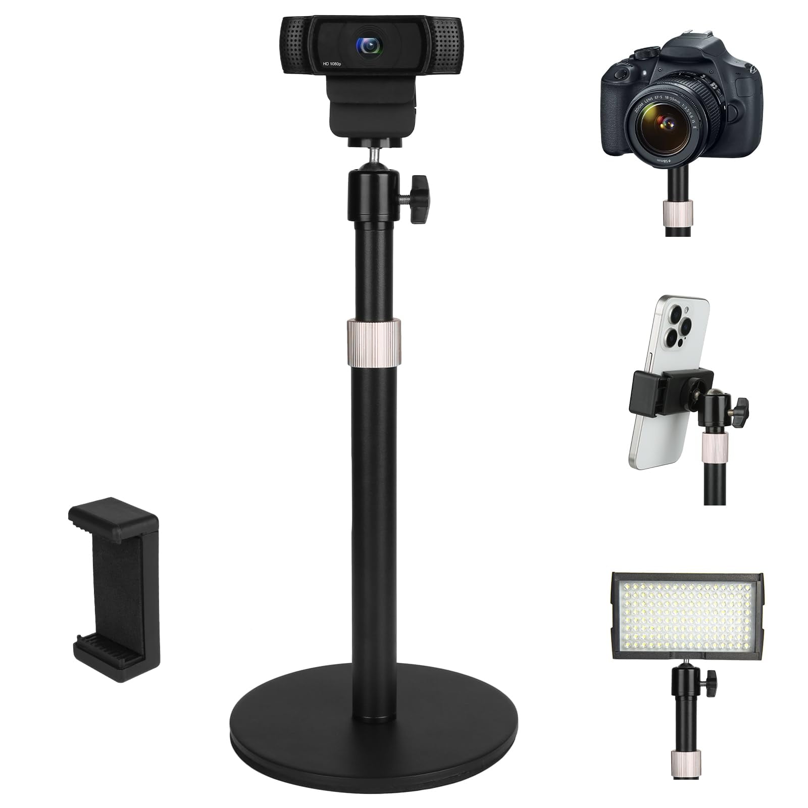 Mippko Webcam Camera Stand Phone Holder for Desk,1/4"-20 Threaded ...
